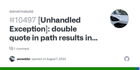 Unhandled Exception Double Quote In Path Results In System