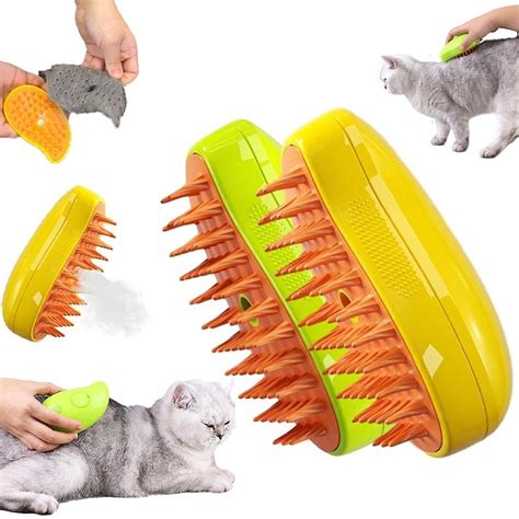 2024 New Steamy Cat Brush 3 In1 Cat Steamy Brush Self Cleaning Steam