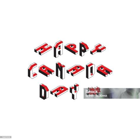 화려한 아이소메트릭 텍스트와 행복 캐나다 의 날 배너 디자인 레이아웃 인사말 카드 포스터 초대장 브로셔에 대한 벡터 일러스트레이션 편집하고 사용자 정의하기 쉽습니다 Eps