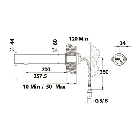 Presto Linea 57106 Сенсорный смеситель для раковины 6 В настенный хром
