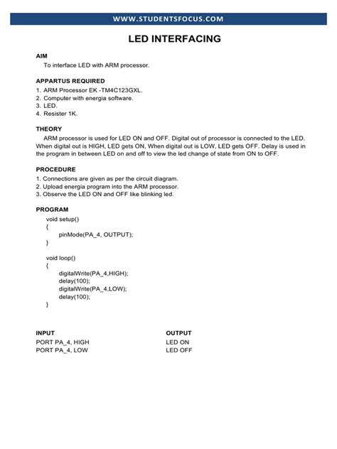 Led Interfacing Pdf