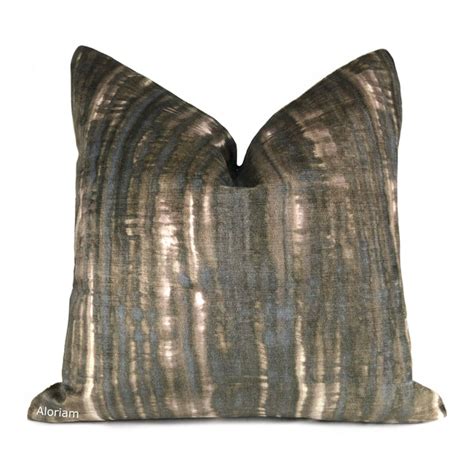 Dante Brown Slate Blue Gray Abstract Velvet Pillow Cover Aloriam