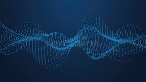 Abstract Blue Digital Wave With Binary Code Representation In A Dark Background Stock