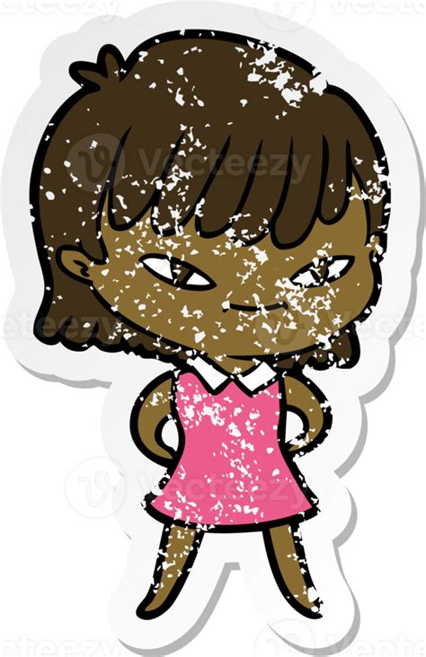 Pegatina Angustiada De Una Mujer De Dibujos Animados 40075327 Png