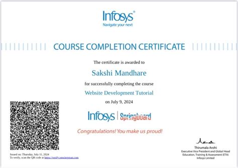 sakshi mandhare on linkedin webdevelopment infosys