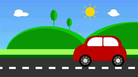 animated video of a red car running on the highway 24850819 stock video