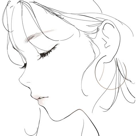 ミニマルな横顔の線画アイコンイラストフリー素材ならシンテリ
