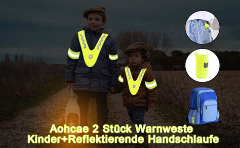 Aohcae Warnweste Kinder 2 Stück Sicherheitsweste Reiten Mit 4 Stück
