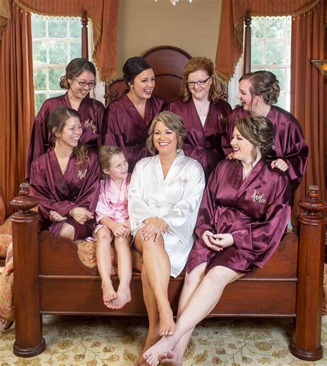 Set Of Silk Bridesmaid Robes Burgundy Robes Bridal Party Etsy