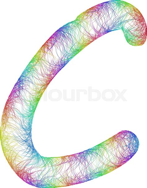 rainbow sketch font design letter c stock vector colourbox