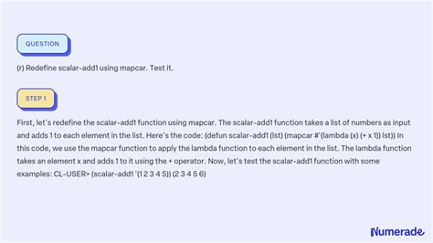 Solved R Redefine Scalar Add Using Mapcar Test It Numerade