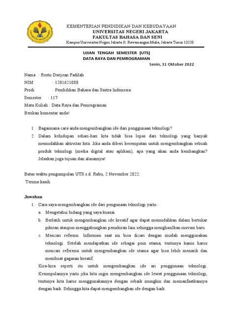 Uts Data Raya And Pemrograman 117 Pdf