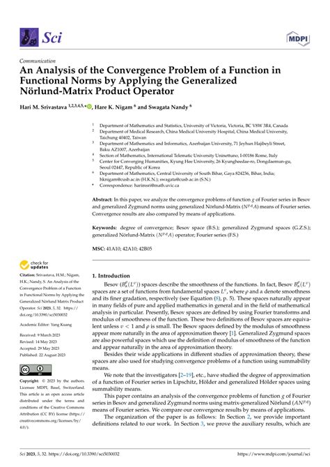 Pdf An Analysis Of The Convergence Problem Of A Function In