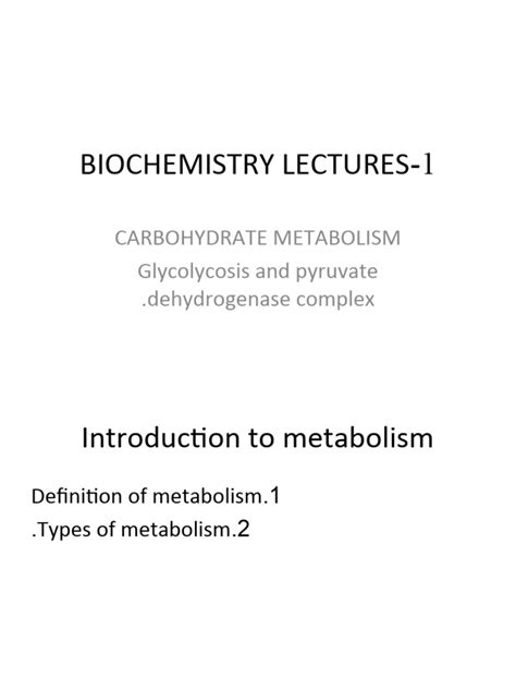 Biochemistry Lectures Cho Metabolism Pdf Metabolism Metabolic Pathway