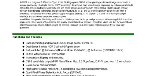Image Sensors World Rumor Sony To Announce MP Sensor For Smartphones