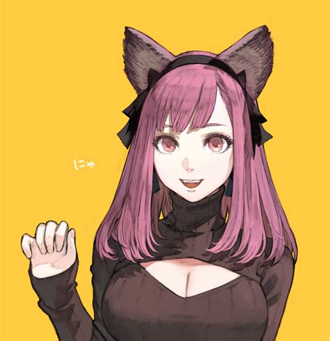 The Big Imageboard Tbib 1girl Animal Ears Bangs Breasts Cat Ears