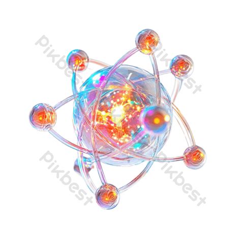 A Glowing Atomic Model With Orbiting Electrons Captured In A Close Up
