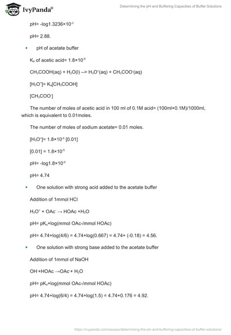 The PH And Buffering Capacities Of Buffer Solutions 1663 Words