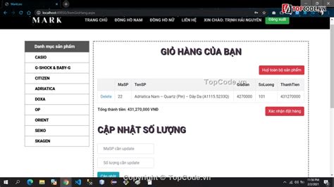 Source Code Website Bán đồng Hồ Aspnet C Webform Full Nghiệp Vụ Sql