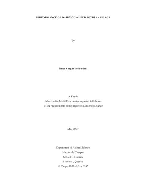 Pdf Performance Of Dairy Cows Fed Soybean Silage Einar Vargas Bello