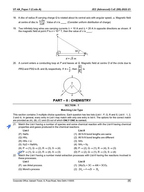 Ut 08 Advanced Paper 1 Practice Paper Chemistry Metallurgy Pdf
