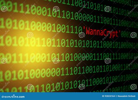 The Wannacrypt And Binary Code Concept Security And Malware Attack