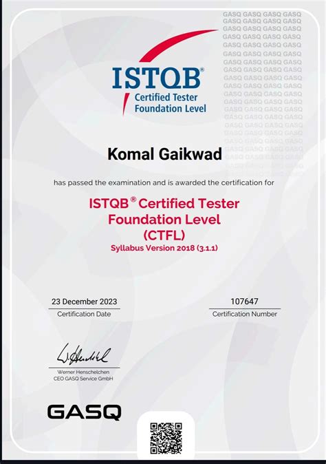 Komal Gaikwad On Linkedin Istqbcertified Softwaretesting Certificationachieved