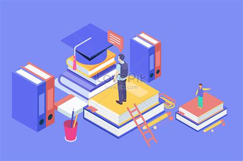 25d 교육 온라인 코스 대학 삽화 벡터 스타일 일러스트 무료 다운로드 Lovepik