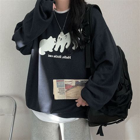 오버핏가을신상 귀욤 헬로리틀 고양이 맨투맨 4color 에이블리