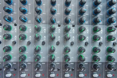 Audio Sound Mixer Control Panel Sound Console Buttons For Adjust The Volume Stock Photo Image
