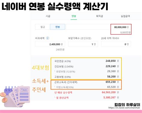 2023 연봉 계산기 실수령액 4대보험 세전세후 계산 네이버 블로그