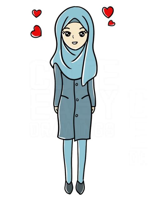 Girl In Hijab Cartoon Drawing Cute Easy Drawings Easy Drawings Girl