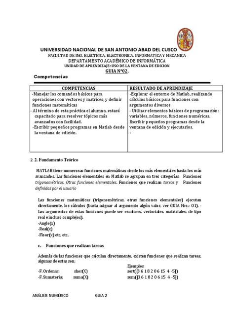 Guia 02 Aprendiendo Matlab Pdf Ecuaciones Pendiente