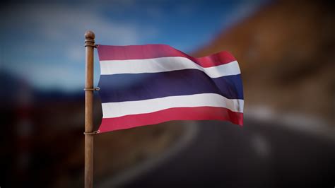 Flag Of Thailand Wind Animated Loop Buy Royalty Free 3d Model By