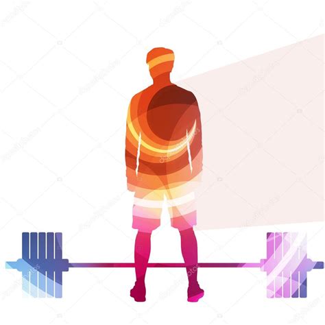 Levantador De Pesas Hombre Silueta Ilustraci N Vector Fondo Color