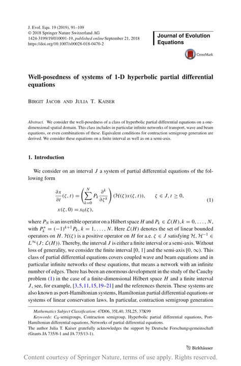 Well Posedness Of Systems Of 1 D Hyperbolic Partial Differential