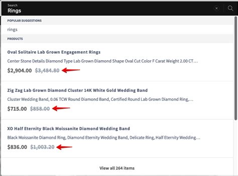 Instant Search Widget Content Options