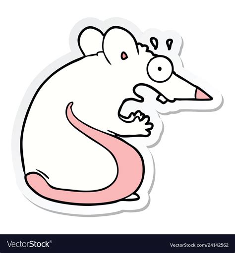 Sticker Of A Cartoon Frightened Mouse Royalty Free Vector