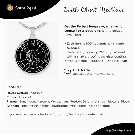 Astrology Birth Chart Necklace Personalized Pendant Zodiac Etsy