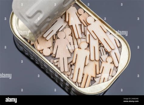 Laser Cut Wooden Male And Female Shaped Packed Into A Metal Sardine Can