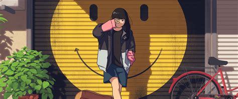 Alone Anime Girl In Frount Of Smile 4k Wallpaper Download