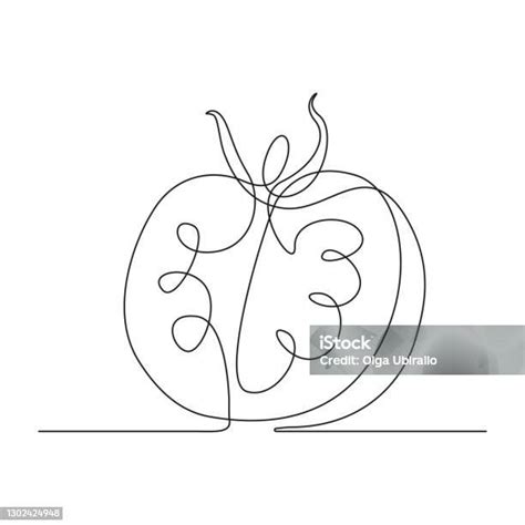 연속 한 줄 토마토 로고 또는 식료품점에 대한 벡터 일러스트레이션 포스터 및 배너 인쇄 선형 스타일 라인아트에 대한 스톡 벡터 아트 및 기타 이미지 Istock