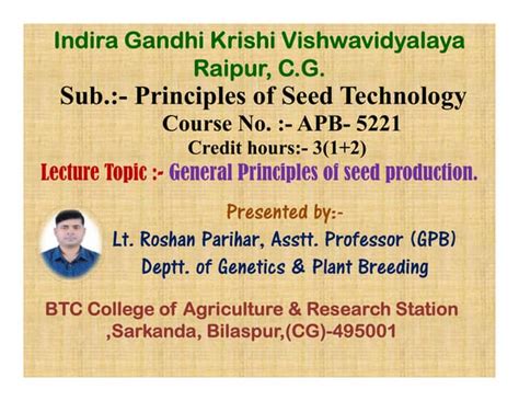 General Principles Of Seed Production Ppt