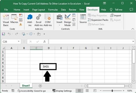 Excel 如何复制当前单元格地址到其他位置 极客教程