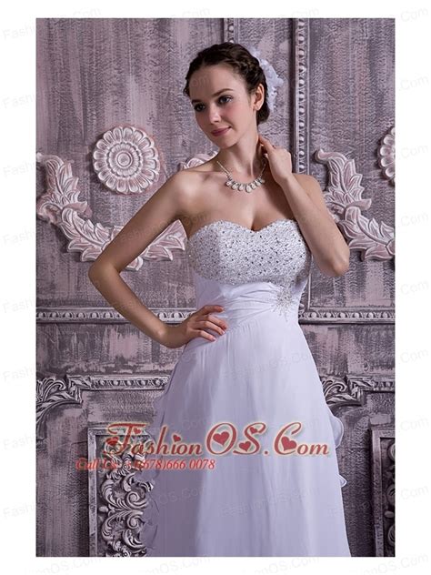 Brand New Empire Sweetheart Wedding Dress Chiffon Beading Court Train