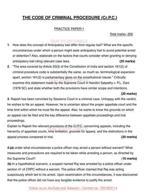 Crpc Mock Paper Fsc Pdf Bail Arrest