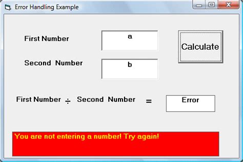 Lesson Errors Handling In VB VB Tutor