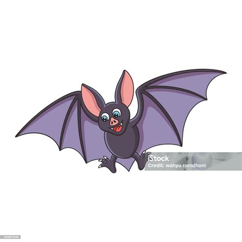 Ilustrasi Kartun Pemandangan Dari Bawah Kelelawar Terbang Di Malam Hari