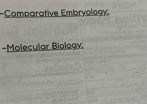 Solved Comparative Embryology Molecular Biology [biology]
