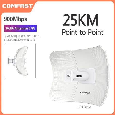 COMFAST 25KM 5GHz Long Distance Wifi Extender Transmission Bridge 900Mbps Outdoor Wireless CPE